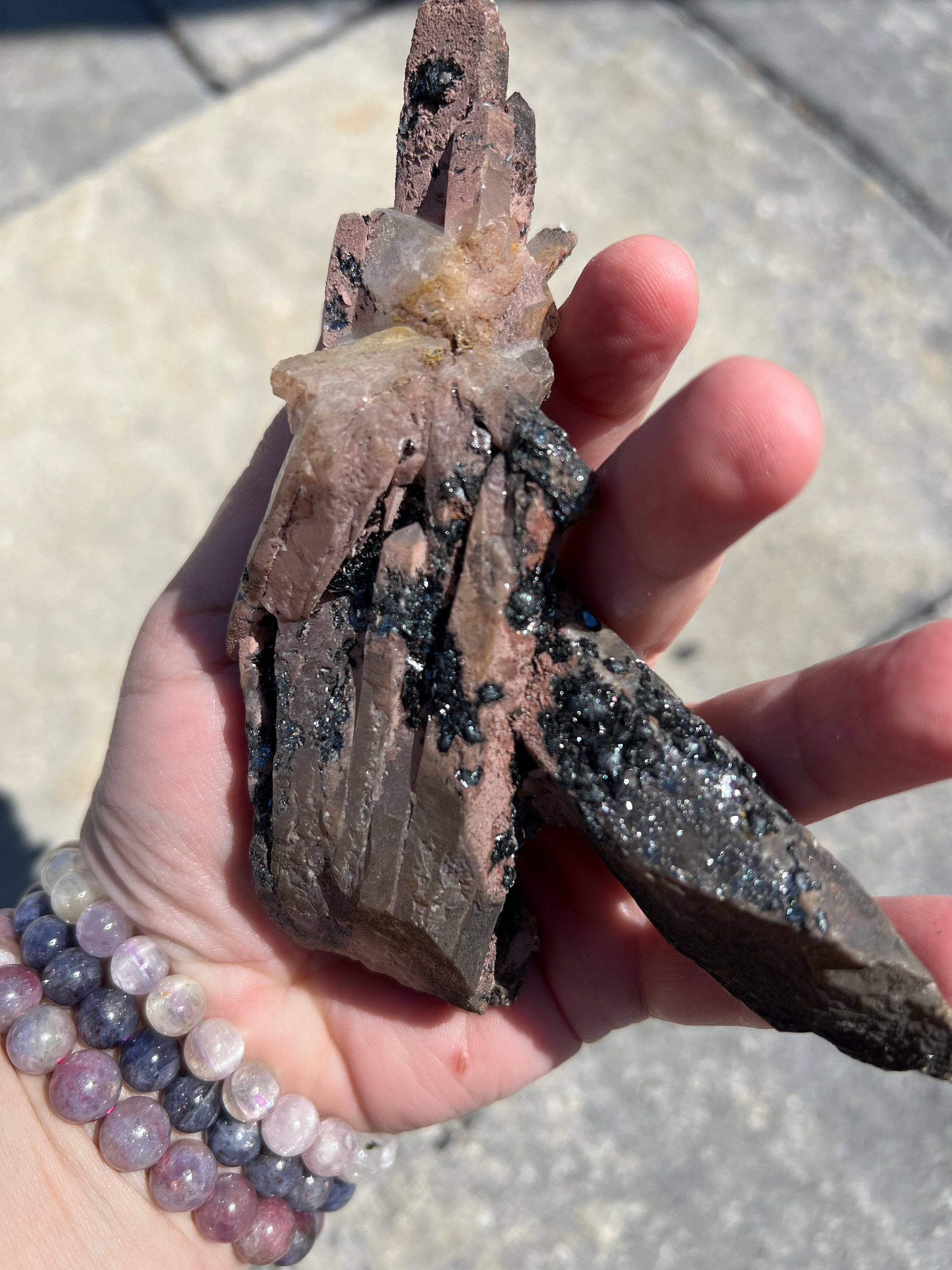 Specular Hematite on Quartz Specularite Hematite Quartz Crystal Point ...