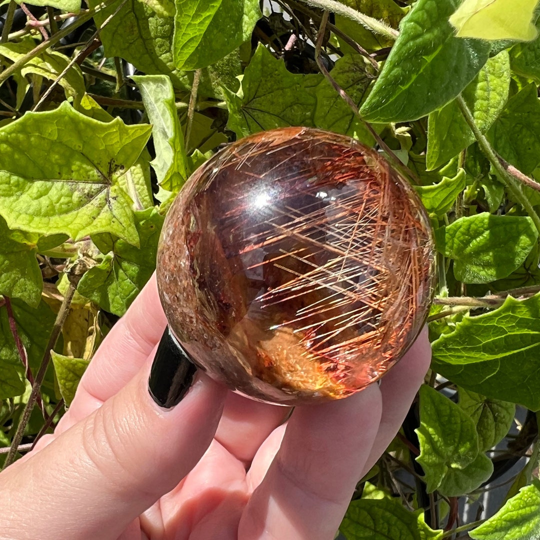 Rare Rutilated Garden Quartz Crystal Sphere: Red Rutile Lodolite - Etsy