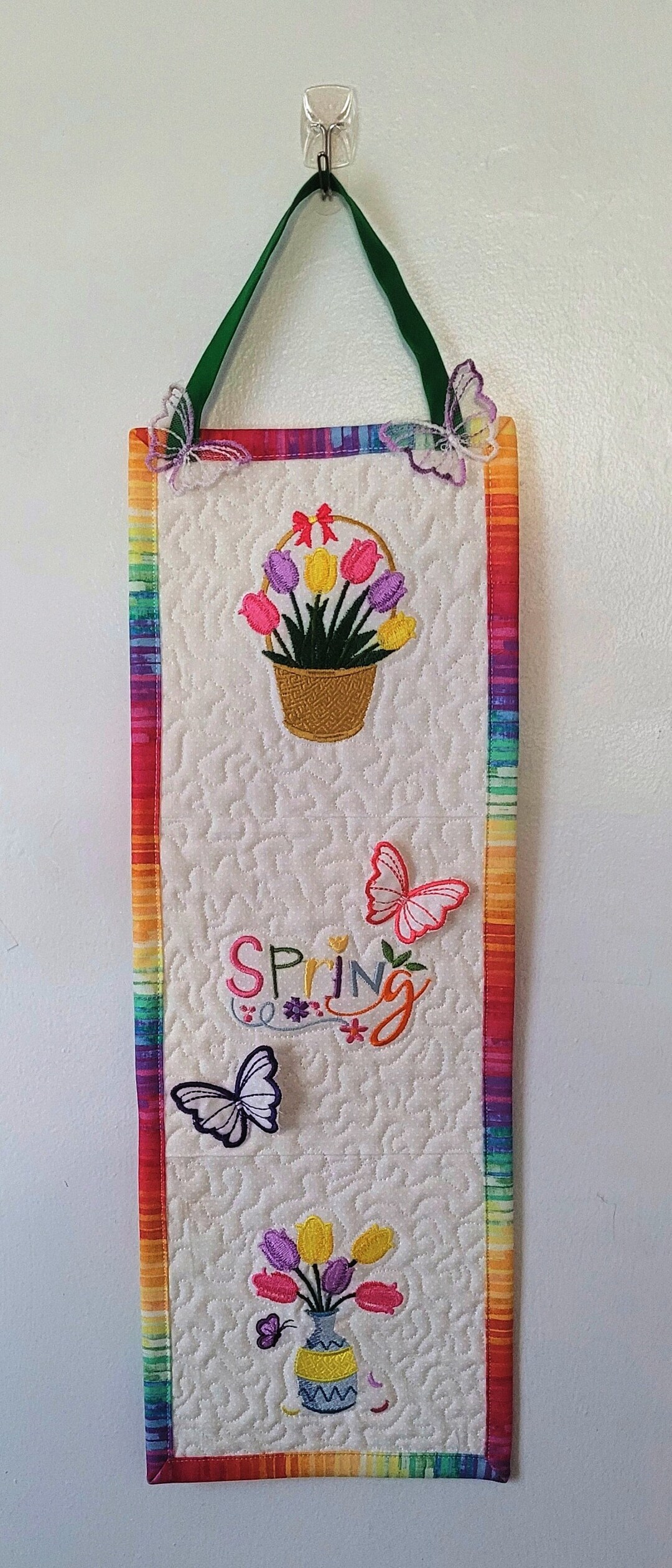 Embroidered Tulip Spring Quilted Wall Hanging - Etsy
