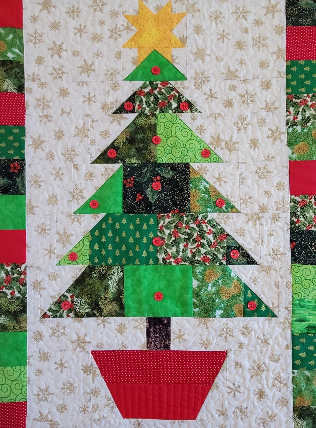 Christmas Tree Wall Hanging, Christmas Tree Mini-quilt, 26" X 36 ...