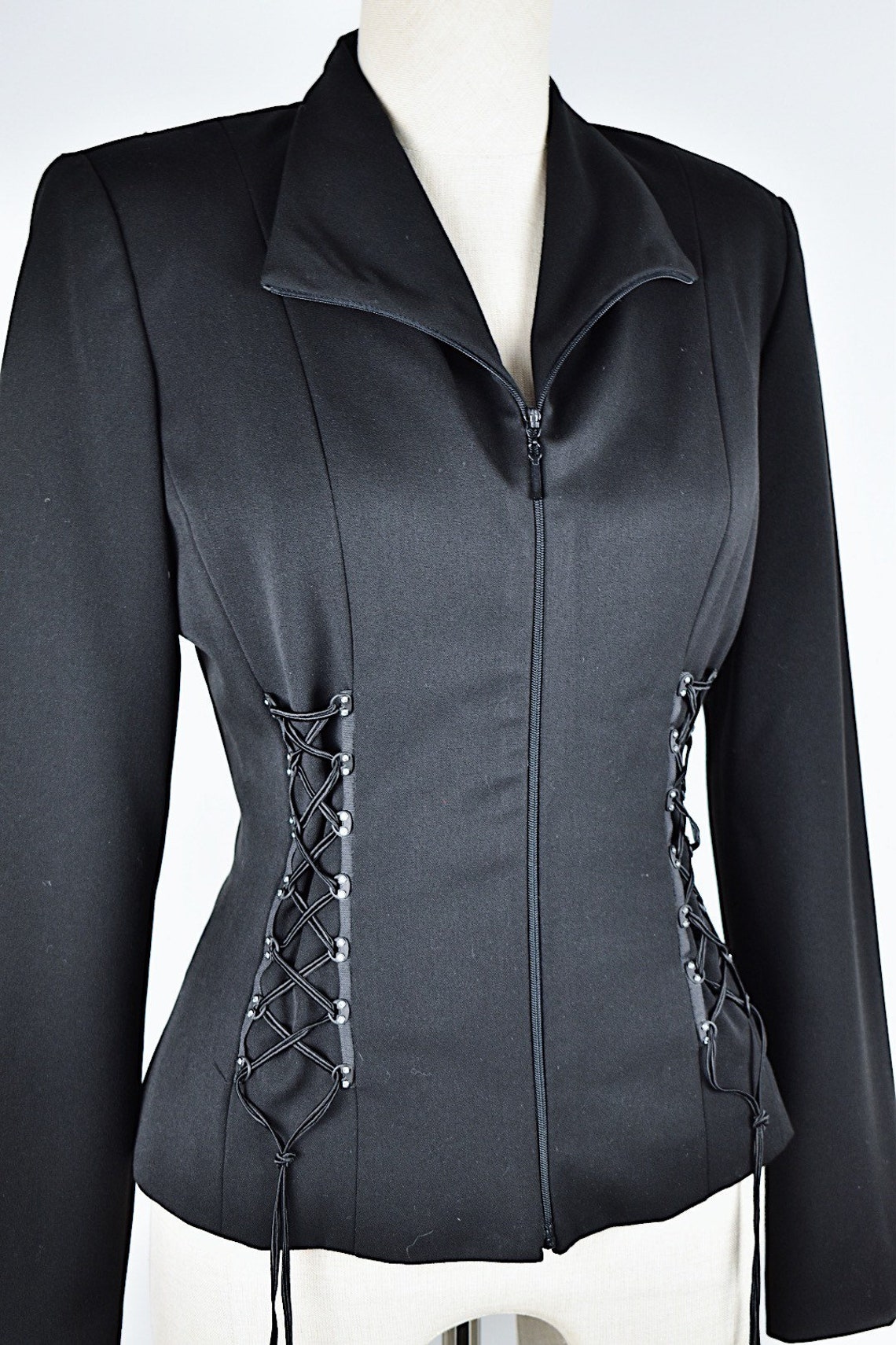 1990s Cache Blazer With Corset Lacing and Rhinestone Detail | Etsy