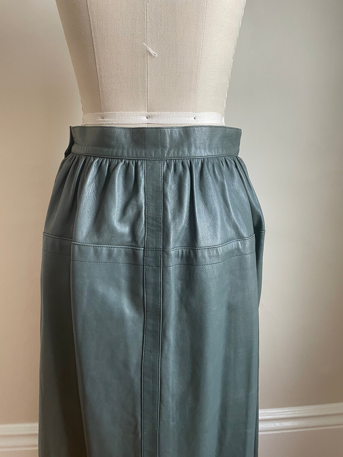 1980's Escada Green Leather Skirt - Etsy