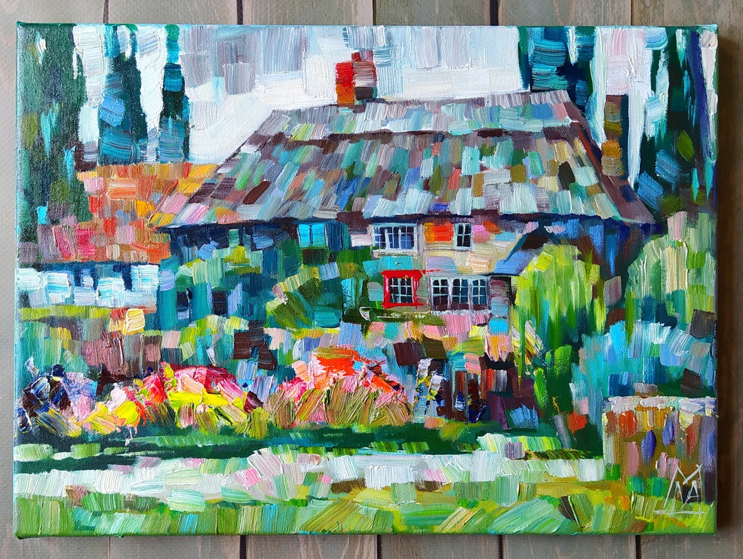 English Village Oil Painting on Canvas: Original Landscape Art (12x16 ...