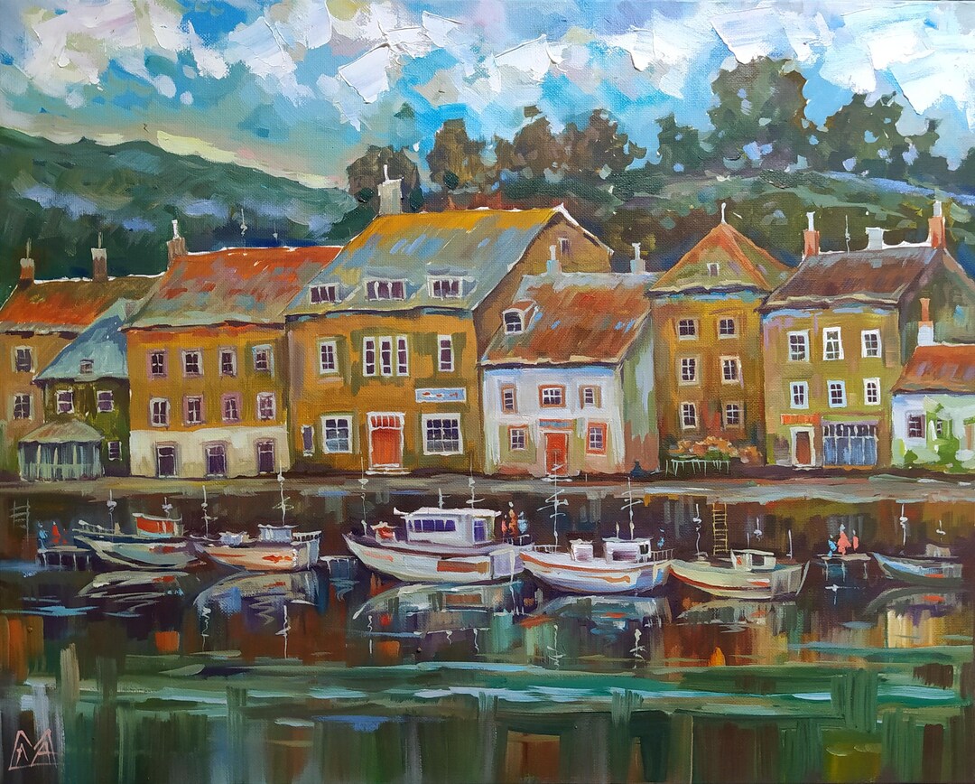 Original English Pier Oil Painting on Canvas: Seascape Art, Signed - Etsy