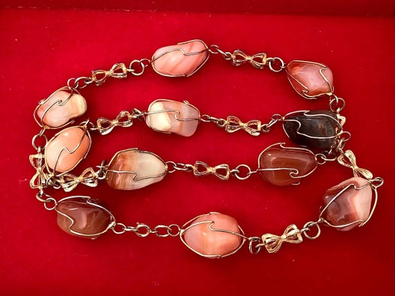 1960s Caged Large Polished Multi Colour Agate Stones … - Gem