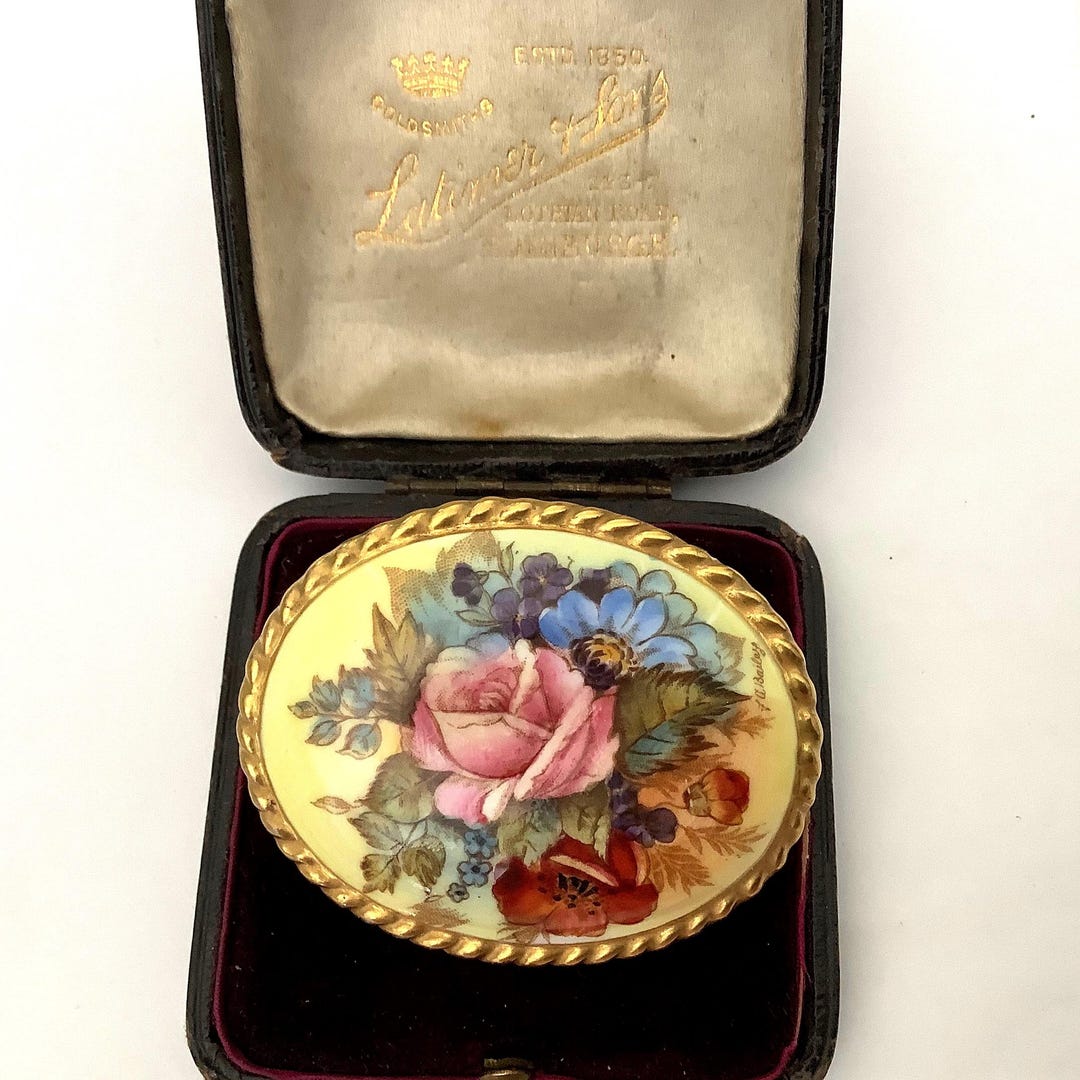 1960s Bone China Cabbage Rose Brooch Signed J.a.bailey - Etsy