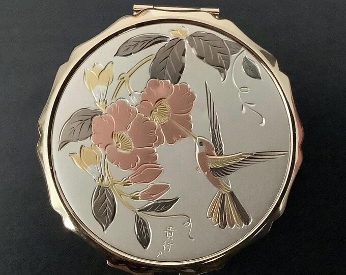 Vintage Japanese Chokin Powder Compact With Humming Bird Detail to ...