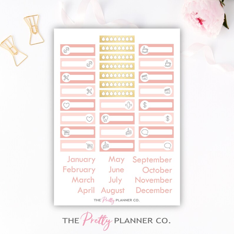 Blush & Gold Stickers Printable Stickers Printable Planner - Etsy
