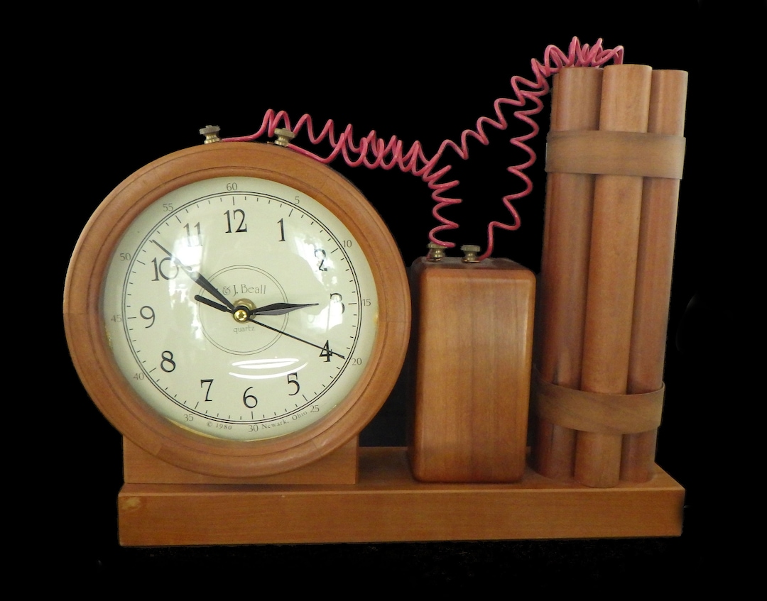 J & J Beall Dynamite TNT Explosives Desk Clock Wooden Quartz 1980 ...