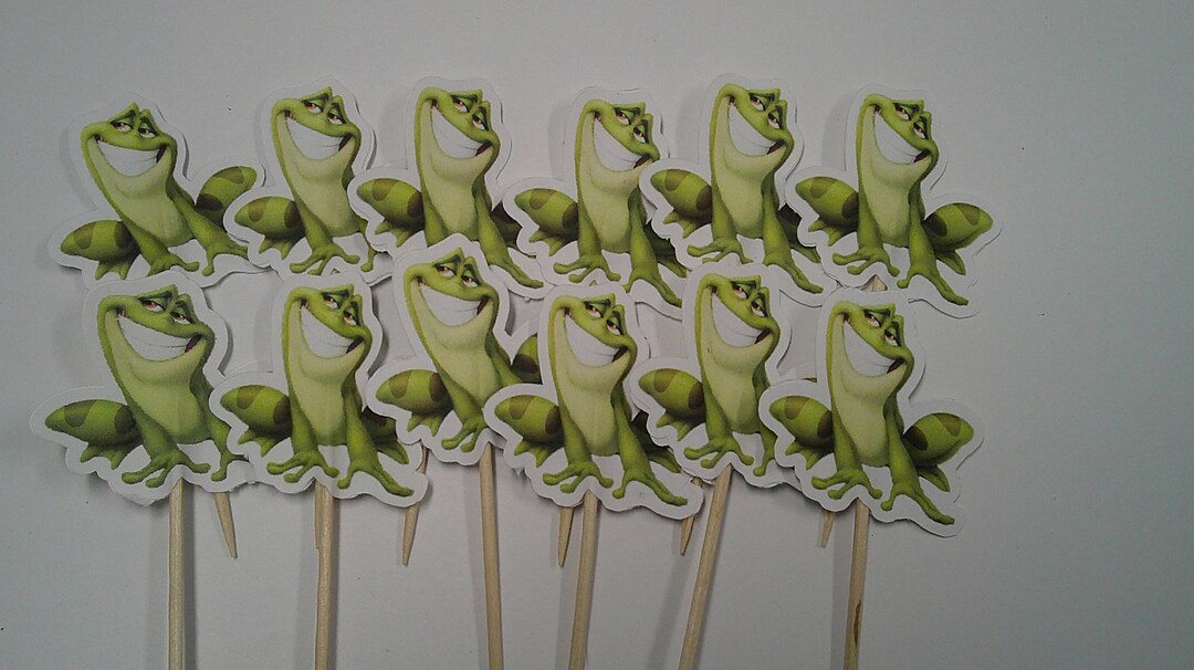 Set of 24 Tiana FROG Cupcake Picks, Princess Themed Cupcake Toppers ...