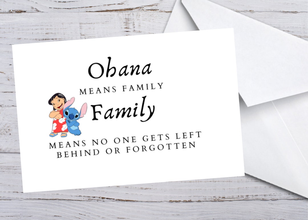 Lilo and Stitch Ohana Card Pop Up, Stitch Quote Card Pop up Card - Etsy