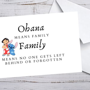 Lilo and Stitch Ohana Card Pop Up, Stitch Quote Card Pop up Card - Etsy
