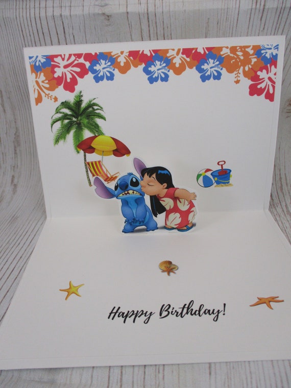 Lilo And Stitch Happy Birthday Card Delicate Colors | www.pinnaxis.com
