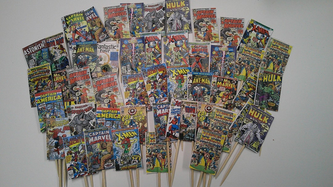 Ready to Ship 49 Comic Book Theme Cupcake Toppers - Etsy