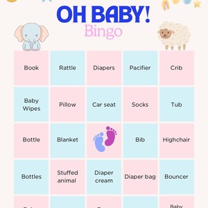 Baby Shower Game Bingo - Etsy