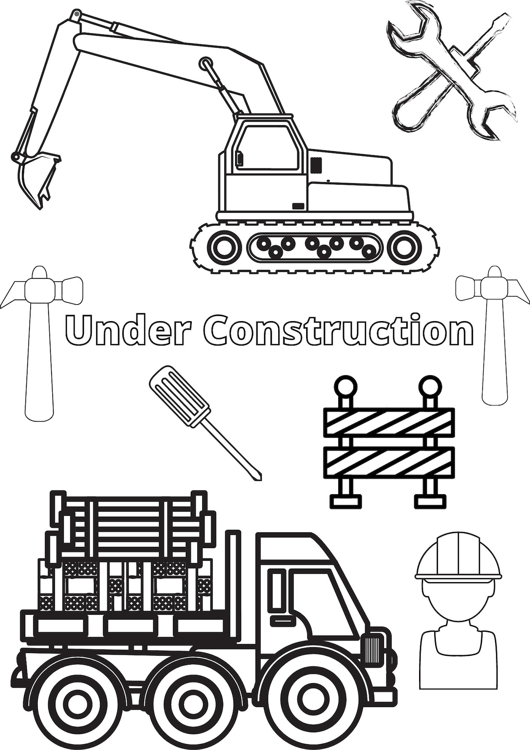 Construction Coloring Page - Etsy