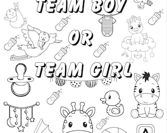 Baby Shower It's a Girl Coloring Page, Gender Reveal Party, Digital ...
