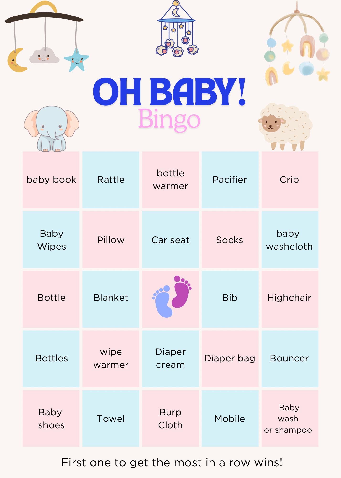 Baby Shower Game Bingo - Etsy