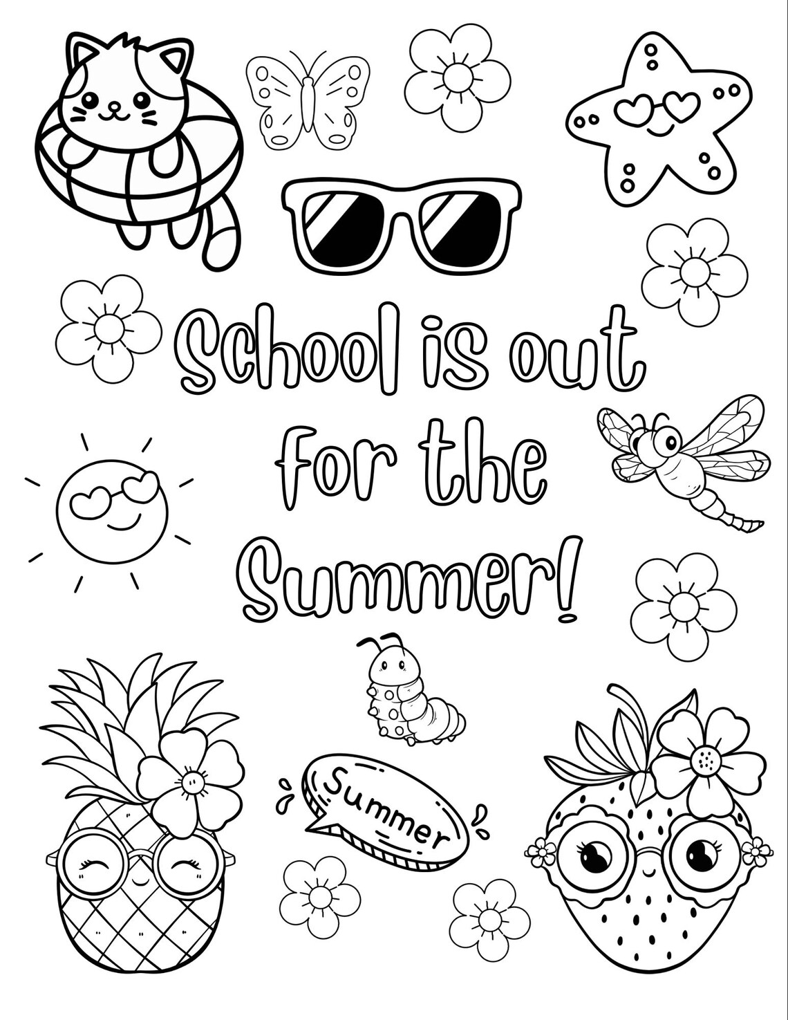 Schools Out for the Summer Coloring Pages (4) - Etsy