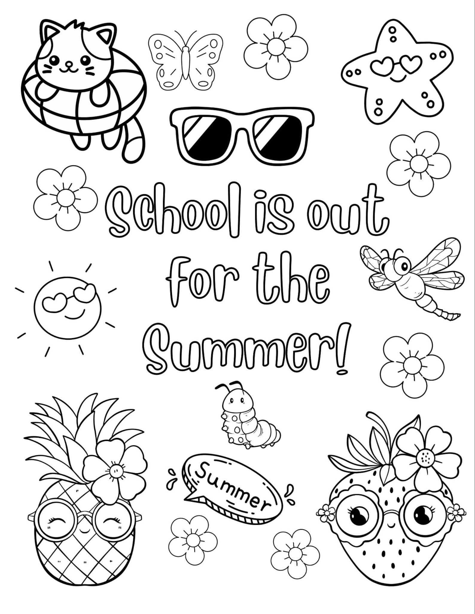 Schools Out for the Summer Coloring Pages (4) - Etsy