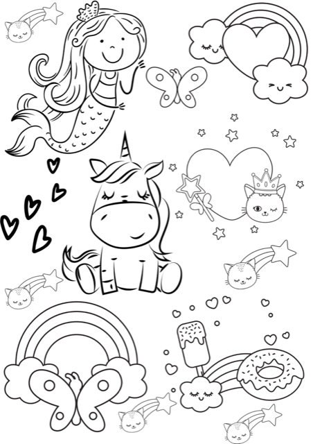 Girls Unicorn Mermaid Coloring Page - Etsy