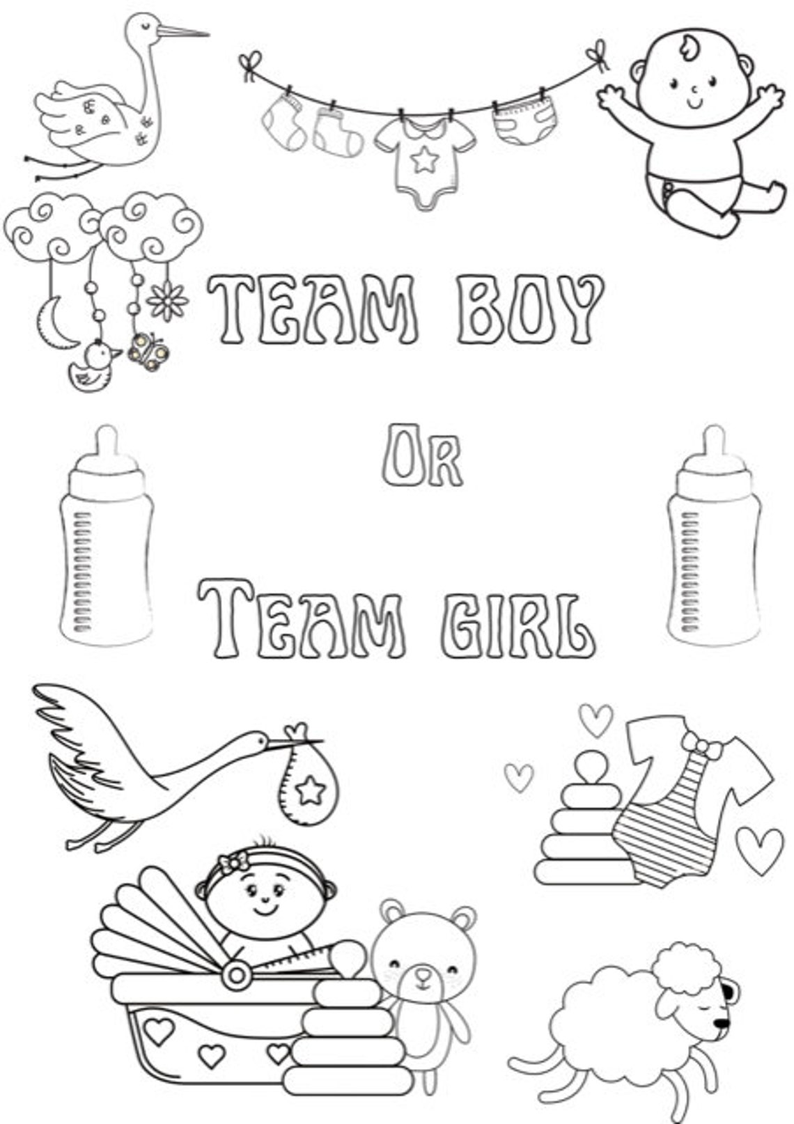 Gender Reveal Coloring Page - Etsy
