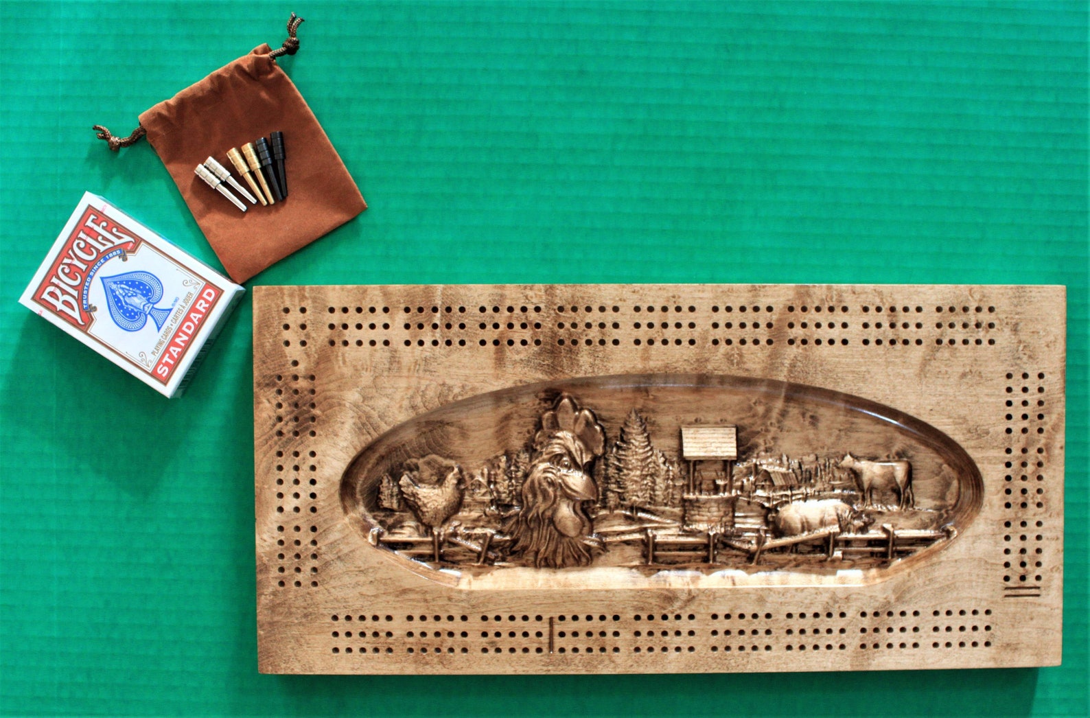 3 Dimensional Carved Cribbage Board, Funny Farm Cribbage Board - Etsy