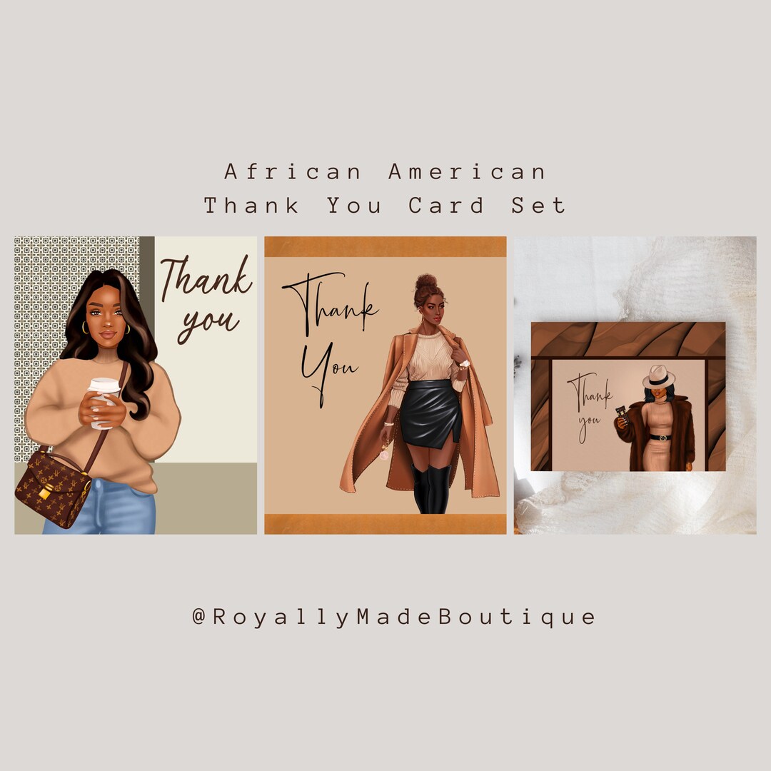 Black Girl Thank You - Set of 4 - African American Woman - Greeting ...