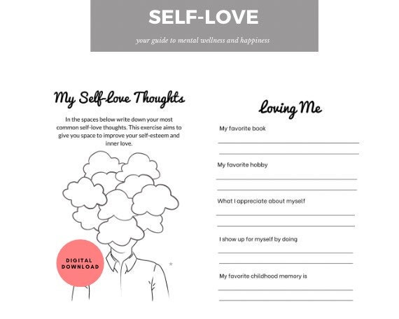Adult Self Love and Self Care Workbook 65 Pages: Printable - Etsy