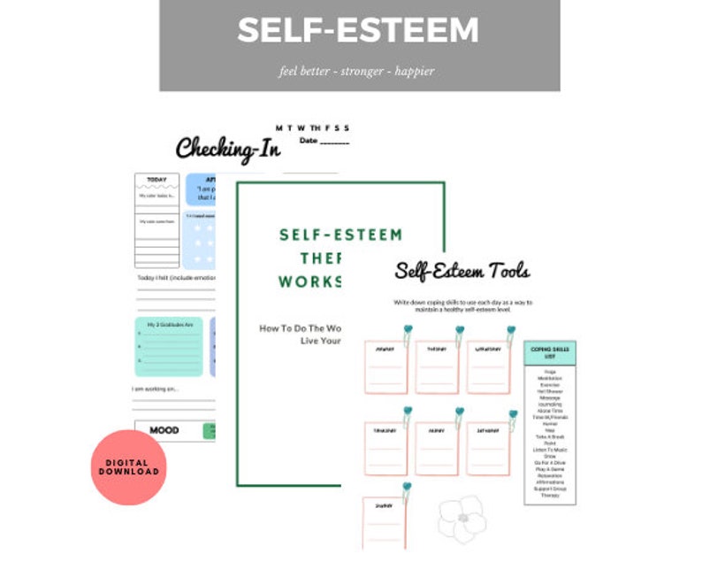 Self Esteem Workbook: Printable Mental Health Download for Improving ...