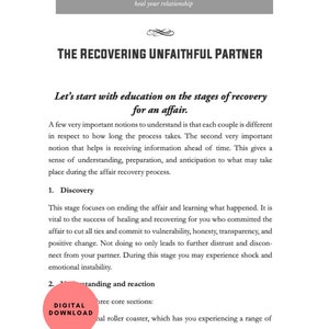 Printable Infidelity Recovery Workbook: Relationship Workbook for ...