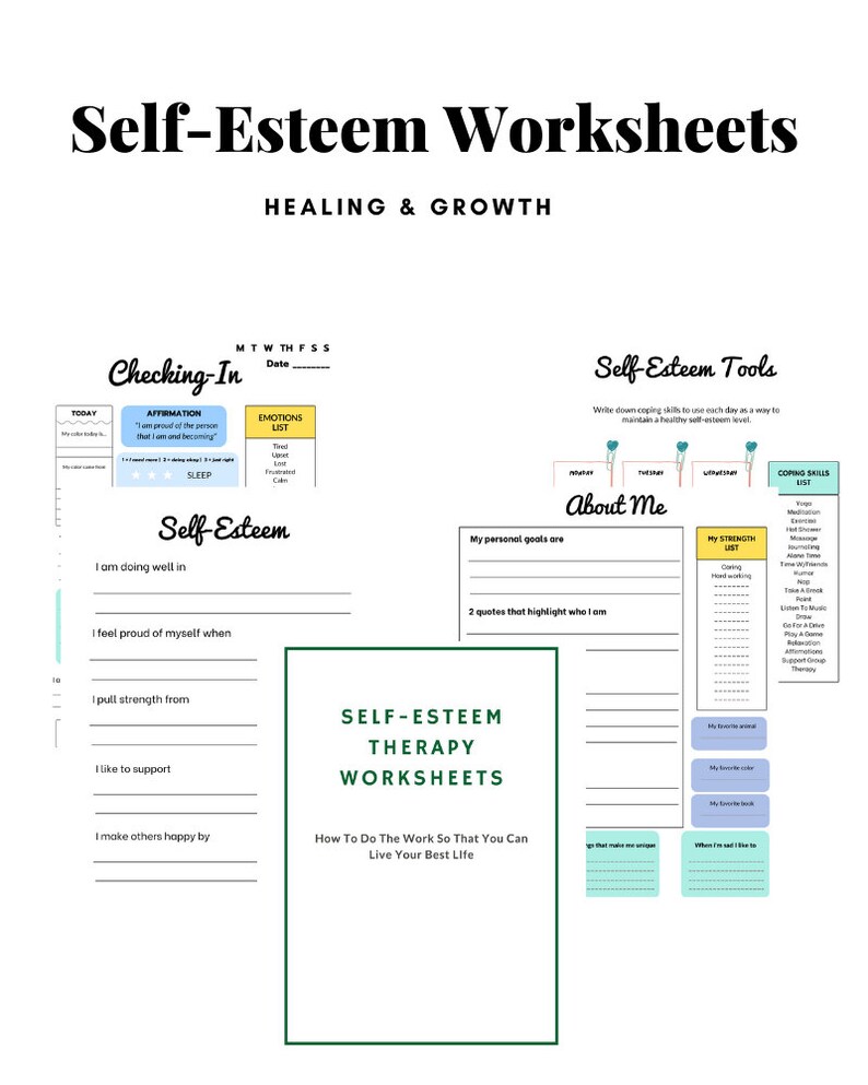 Self Esteem Workbook: Printable Mental Health Download for Improving ...