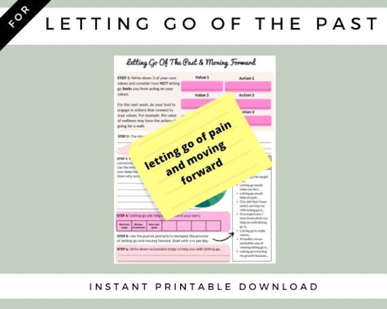 Letting Go of Past Situations or Events Mental Health Worksheet ...