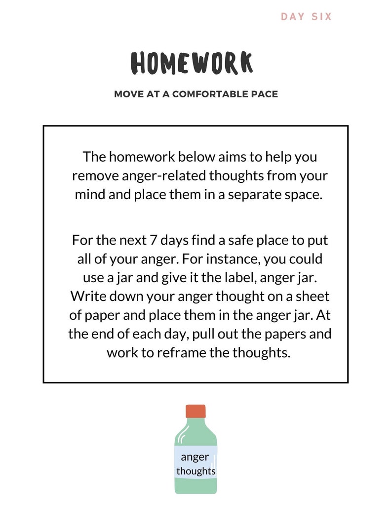 Anger Management Printable Workbook Adults: 14 Day Therapy Workbook ...