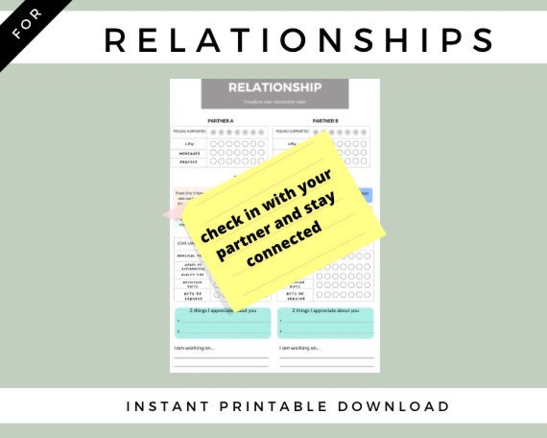 Couples Therapy Worksheet For Checking In And Connecting Printable