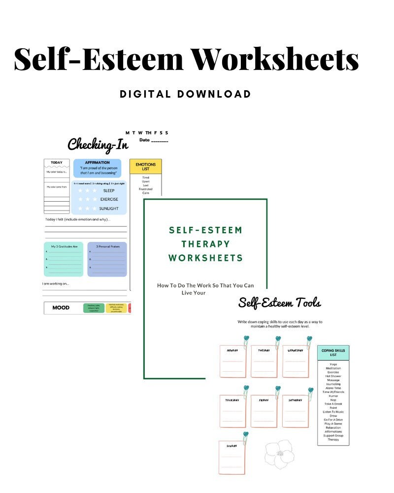 Self Esteem Workbook: Printable Mental Health Download for Improving ...