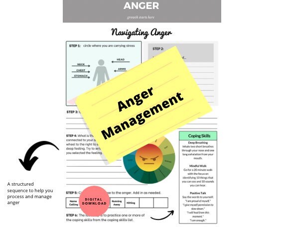 Anger Management Worksheet for Processing Anger and Challenging ...