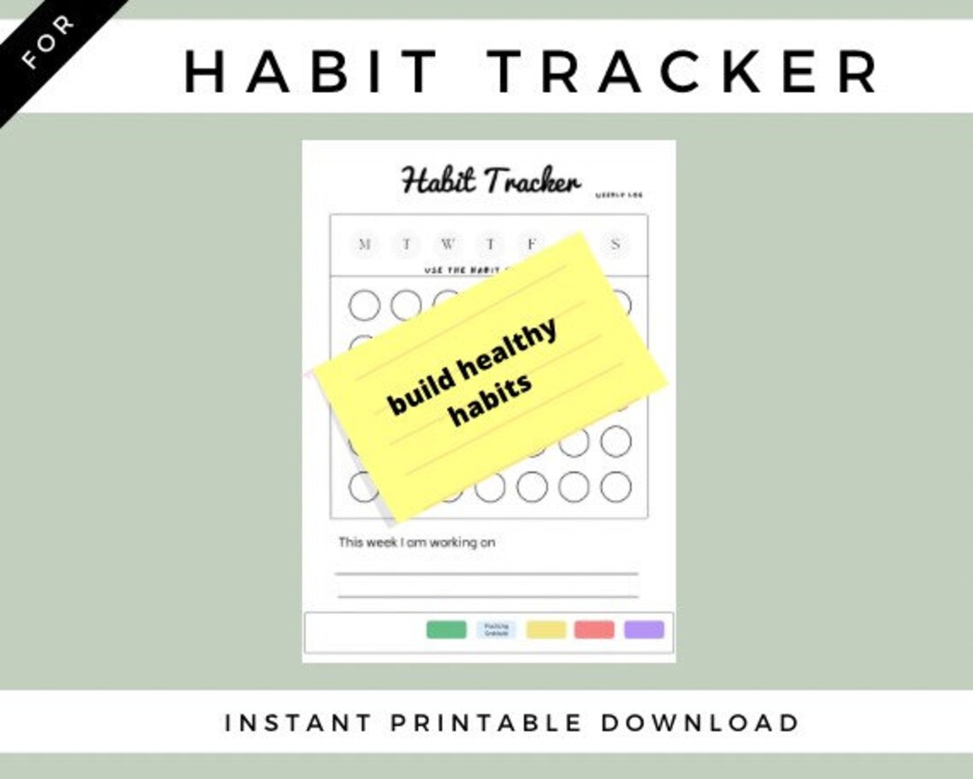 Habit Tracker Worksheet Digital Printable: Mental Health and Therapy ...