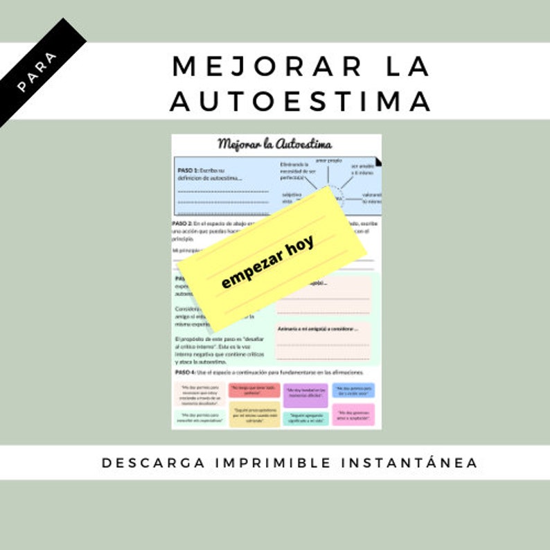 Hoja De Trabajo Para Mejorar La Autoestima: Ayudar A Mejorar La Salud ...