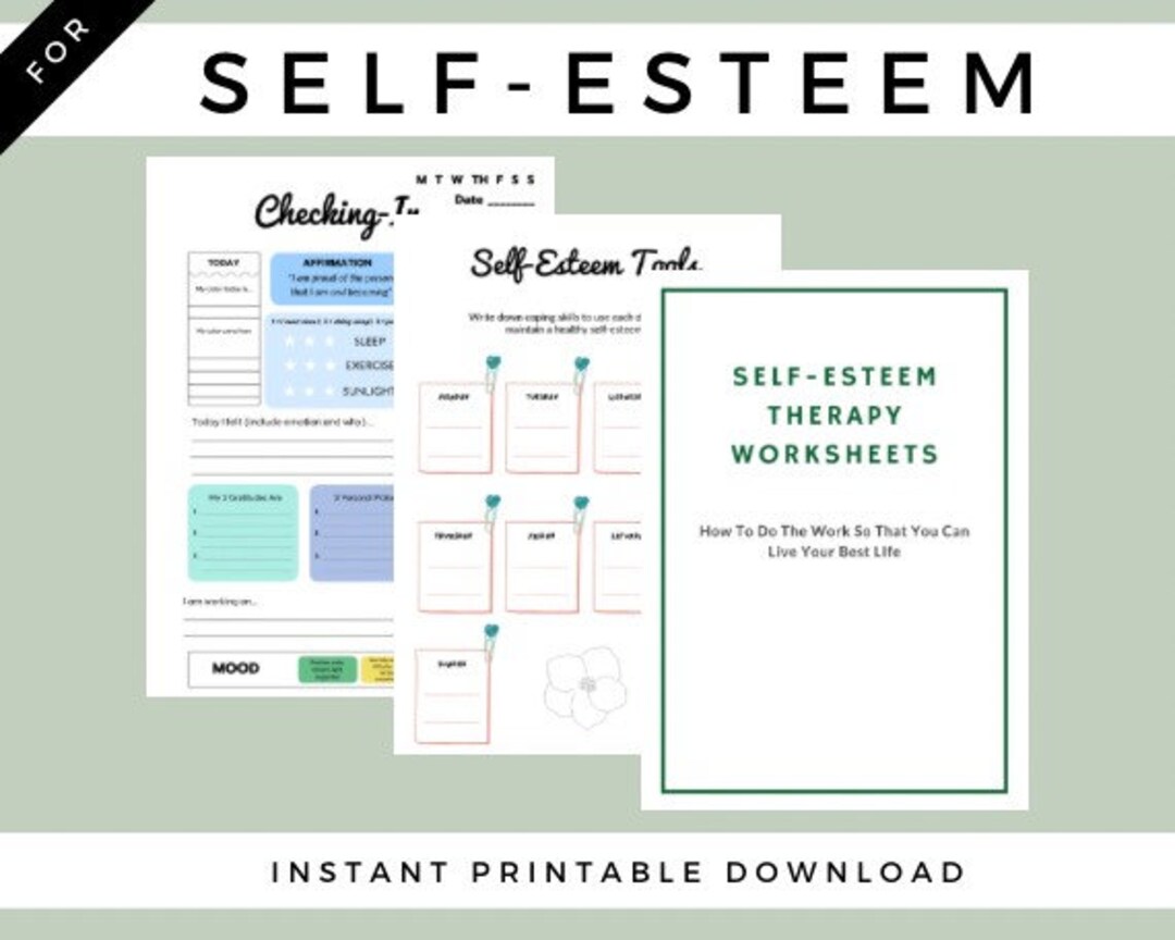 Self Esteem Workbook: Printable Mental Health Download for Improving ...