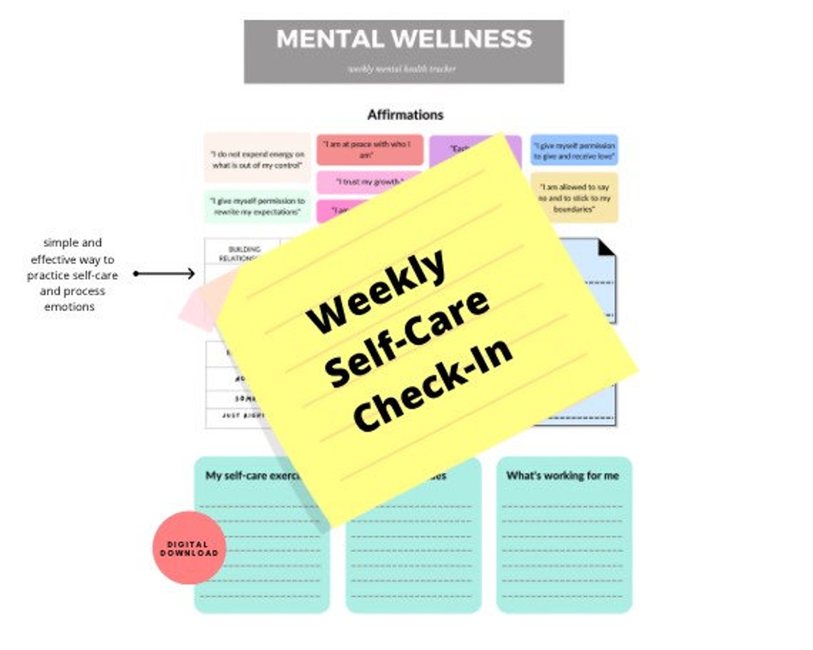 Mental Health Weekly Tracker for Self-care. Printable Mental Health ...