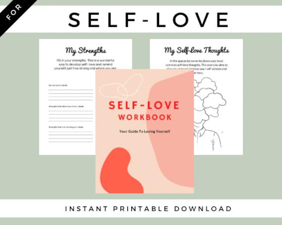 Adult Self Love and Self Care Workbook 65 Pages: Printable Mental ...