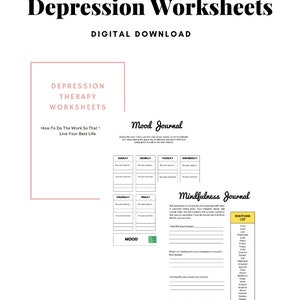 Depression Therapy Worksheets and Journal: for Depression, Mental ...