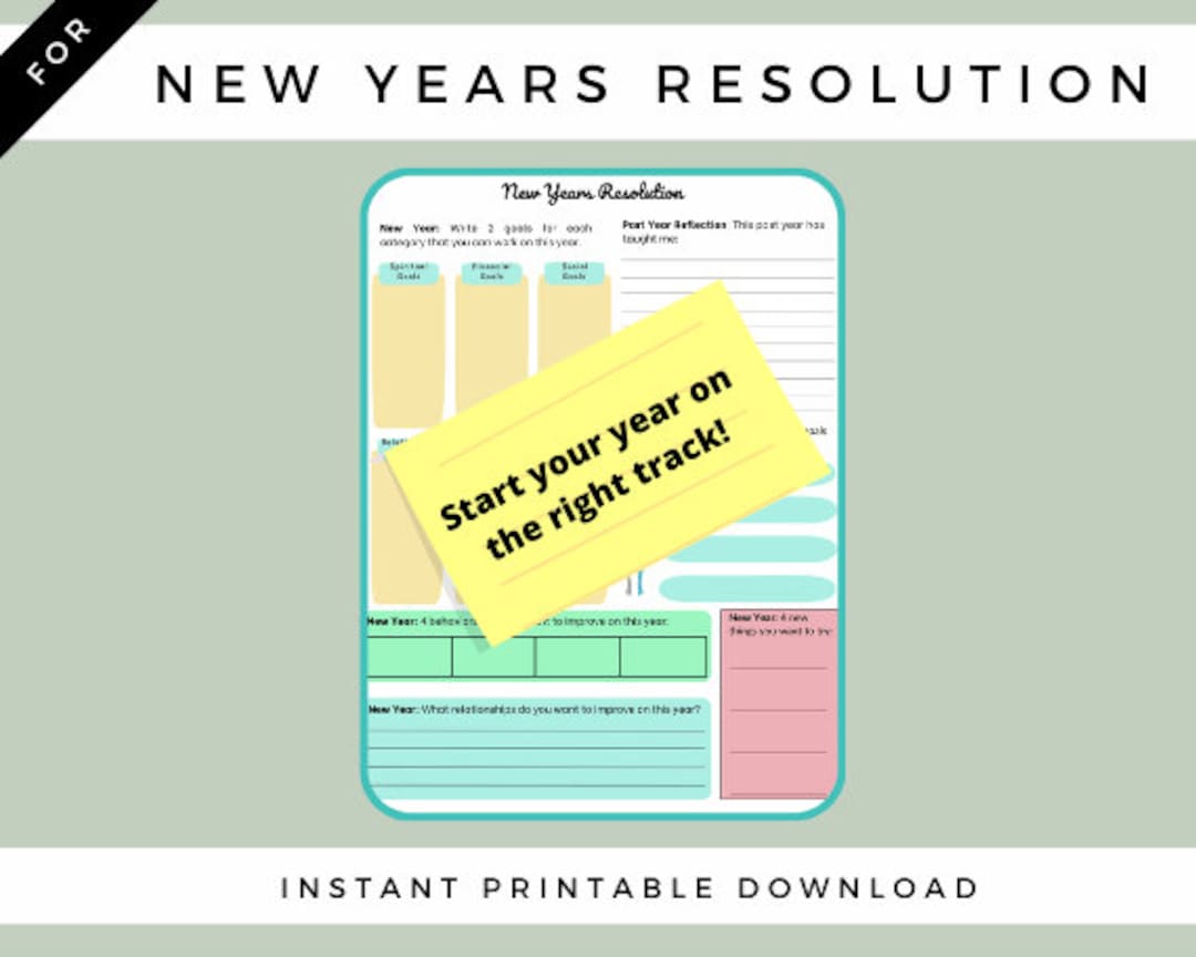 New Years Resolution Worksheet to Improve Mental Health: Great Therapy ...