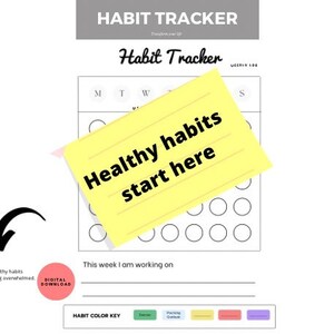 Habit Tracker Worksheet Digital Printable: Mental Health and Therapy ...
