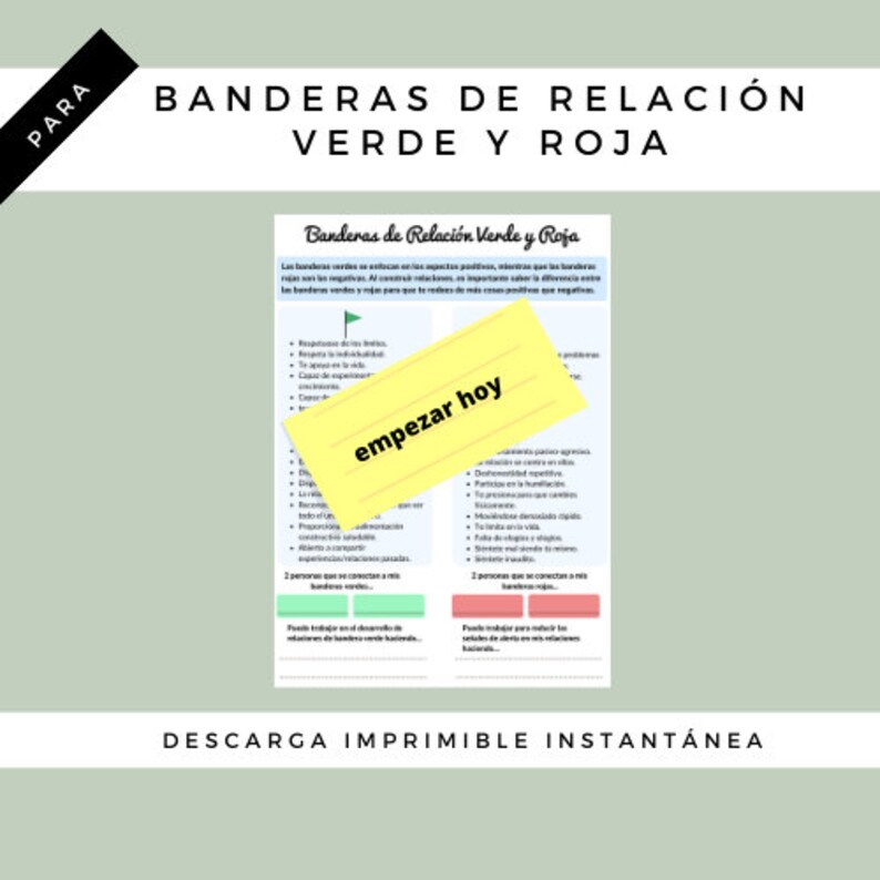 Hoja De Trabajo Para Identificar Banderas De Relaciones Rojas Y Verdes ...