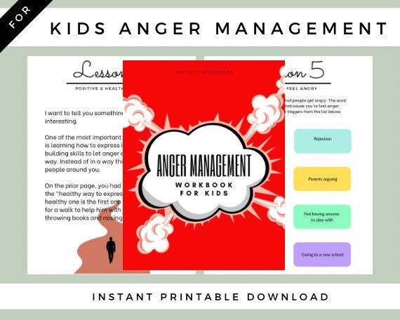 Kids Anger Workbook 64 Pages: Printable Anger Therapy Workbook Teaching ...