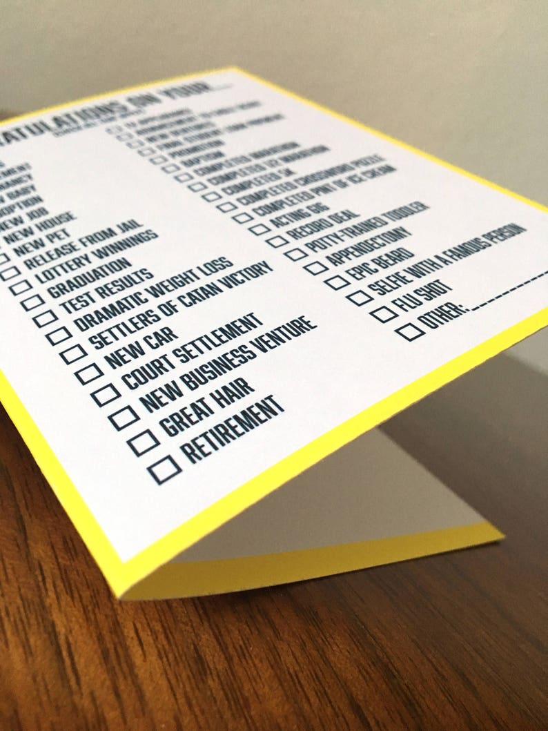 Congratulations on Your...check All That Apply, Funny Checkbox All ...