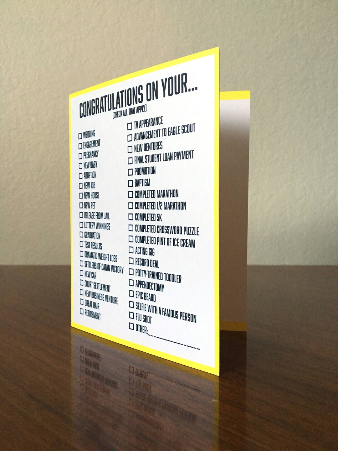 Congratulations on Your...check All That Apply, Funny Checkbox All ...