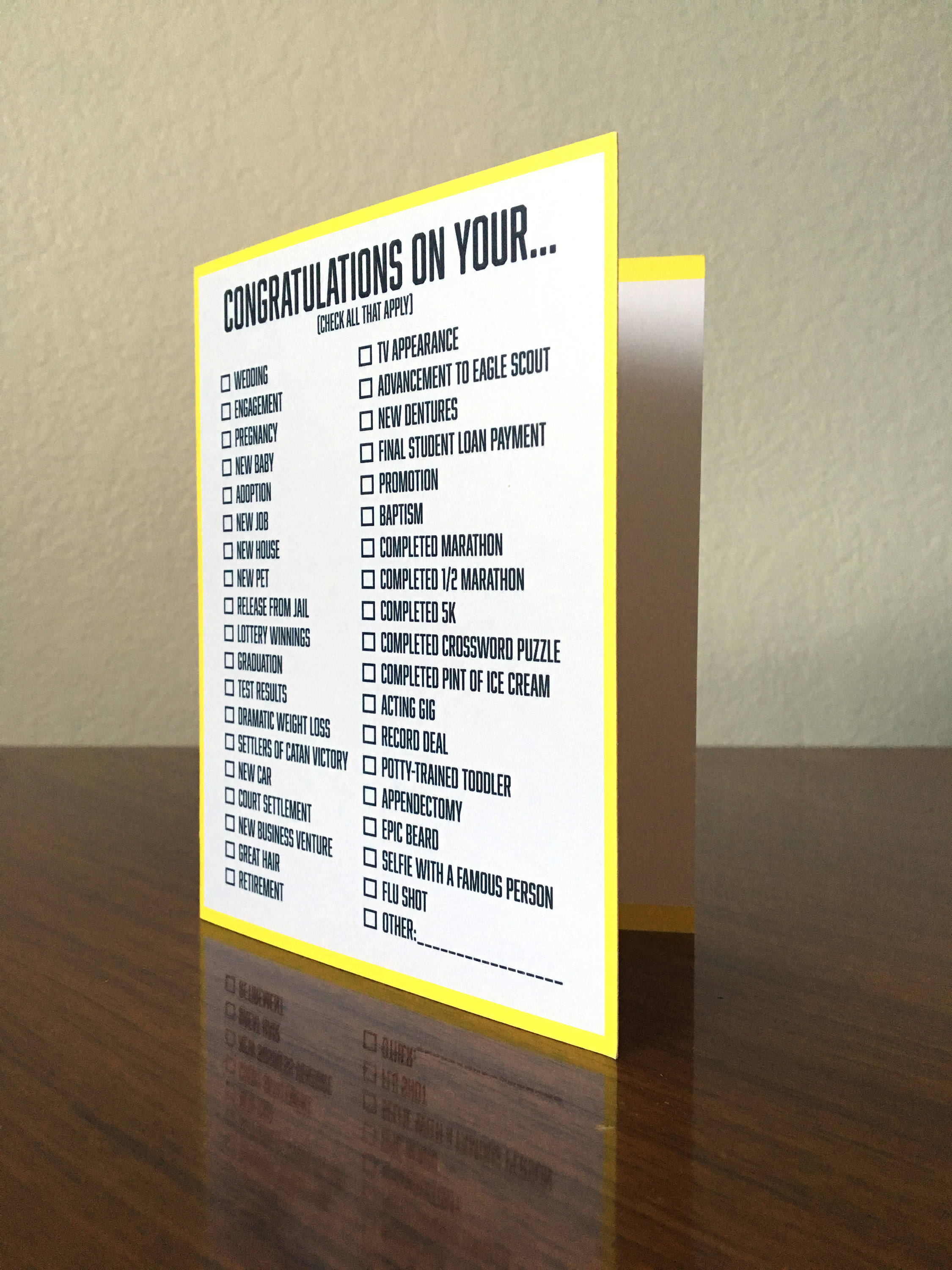 Congratulations on Your...check All That Apply, Funny Checkbox All ...